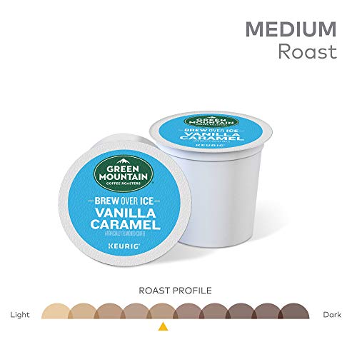 Green Mountain Coffee Roasters Brew Over Ice Vanilla Caramel, Single Serve Keurig K-Cup Pods, Flavored Iced Coffee, 12 Count