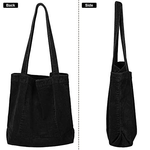 Tote Bag Aesthetic, CROWN GUIDE Utility Canvas Tote Bag for Women Large Cute Tote Handbags Shoulder Shopping Bags with Pockets Black