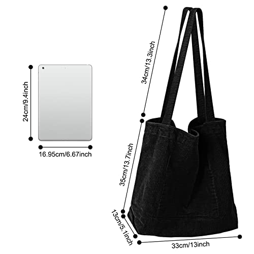 Tote Bag Aesthetic, CROWN GUIDE Utility Canvas Tote Bag for Women Large Cute Tote Handbags Shoulder Shopping Bags with Pockets Black