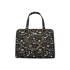 xoxo women’s handbag large black graffiti print satchel