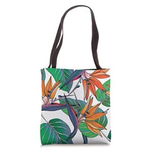 strelitzia bird of paradise flower hawaiian tropical flowers tote bag