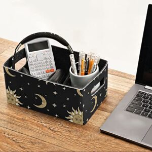 susiyo Golden Sun and Moon Storage Bins 2 Pcs Felt Storage Basket Foldable Organizer Bin for Office Closet