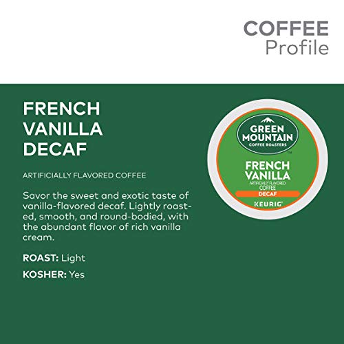 Green Mountain Coffee Roasters French Vanilla Decaf, Single-Serve Keurig K-Cup Pods, Flavored Light Roast Coffee, 96 Count