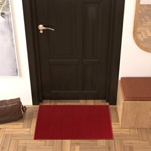 Ottomanson Ottohome Collection Non-Slip Rubberback Modern Solid Design 2x3 Indoor Area Rug/Entryway Mat, 2'3" x 3', Red