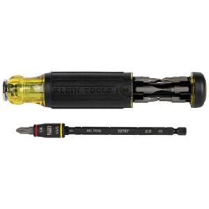 Klein Tools 32304 Screwdriver, 14-in-1 Adjustable Screwdriver with Flip Socket, HVAC Nut Drivers and Bits, Impact Rated