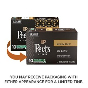 Peet's Coffee, Medium Roast K-Cup Pods for Keurig Brewers - Big Bang 10 Count (1 Box of 10 K-Cup Pods) Packaging May Vary