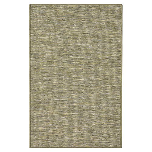 Ottomanson Machine Washable Tonal Design Jute Back 2x3 Reversible Indoor/Outdoor Area Rug for Patio, Living Room, Bedroom, Office, Dining Room, 2' x 3', Green