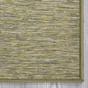 Ottomanson Machine Washable Tonal Design Jute Back 2x3 Reversible Indoor/Outdoor Area Rug for Patio, Living Room, Bedroom, Office, Dining Room, 2' x 3', Green