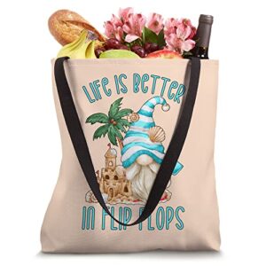 Life Is Better In Flip Flops For Women Cute Beach Gnome Tote Bag