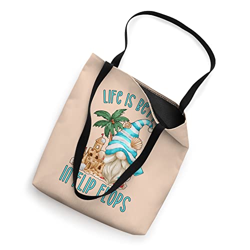 Life Is Better In Flip Flops For Women Cute Beach Gnome Tote Bag