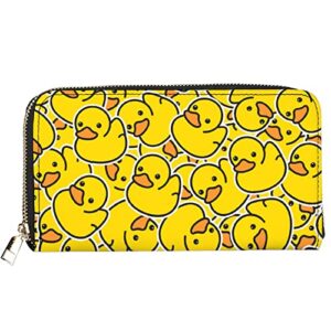 qwalnely cute duck wallet leather phone money credit card holder with durable zipper purse gifts for women girl