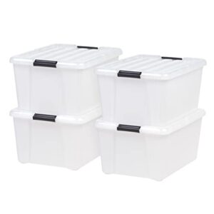 iris 45 quart buckle up storage box, 4 pack, pearl