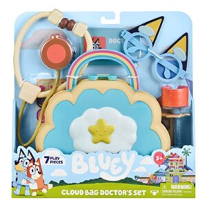 bluey cloud bag , doctor check up set, toy playset with 7 play pieces