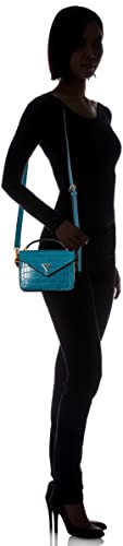 GUESS Womens Retour Mini Flap Satchel Top Handle Crossbody, Deep Teal, One Size US