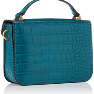 GUESS Womens Retour Mini Flap Satchel Top Handle Crossbody, Deep Teal, One Size US