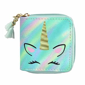 timlee cute rainbow unicorn wallet for girls kids zipper wallet short clutch bag pu leather purse,christmas gift women wallets (0316m)