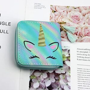 Timlee Cute Rainbow Unicorn Wallet For Girls Kids Zipper Wallet Short Clutch Bag PU Leather Purse,Christmas Gift Women Wallets (0316M)