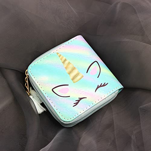 Timlee Cute Rainbow Unicorn Wallet For Girls Kids Zipper Wallet Short Clutch Bag PU Leather Purse,Christmas Gift Women Wallets (0316M)