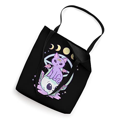 Kawaii Pastel Goth Clothing Aesthetic Witchy Cat Skull Anime Tote Bag