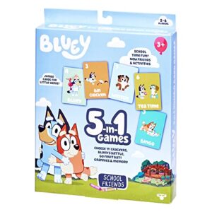 Bluey 5-in-1 , 5 Favorite Card Games in The One Pack and her School Friends, Multicolor (17375)