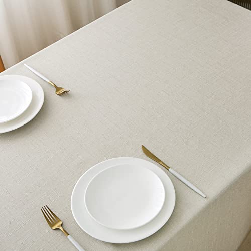 NLMUVW Faux Linen Rectangle Tablecloth Waterproof Wrinkle Resistant Textured Table Cloth Farmhouse Decorative Table Cover for Kitchen Dining and Party, 54 x 78 Inch, Ivory