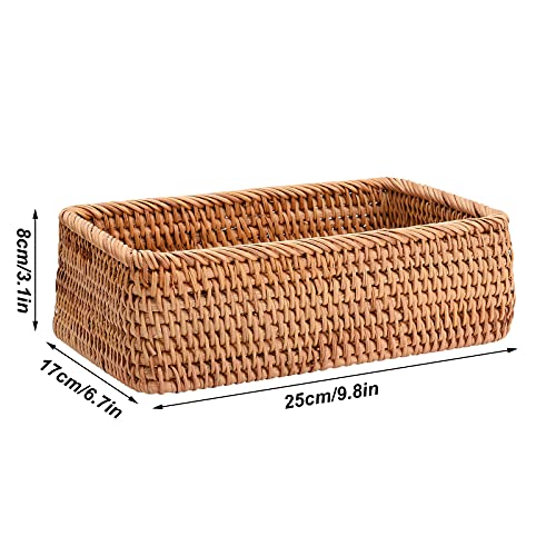 WERTSWF Wicker Baskets for Storage Organizing,Rectangular Weaving Rattan Basket Water Hyacinth Storage Baskets for Countertop Living Room Home Decor