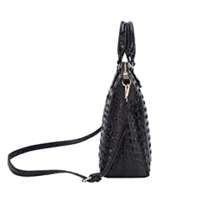 Satchel Bag Women’s Vegan Leather Crocodile-Embossed Pattern With Top Handle Large Shoulder Bags Tote Handbags (Black)