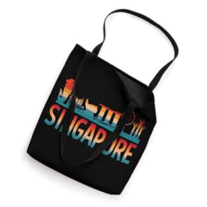 Retro Vintage Singapore Asia Skyline City Souvenir Tote Bag