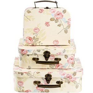 fasmov 3 pack paperboard suitcases storage box decorative storage boxes storage gift boxes with lids for photo storage home decoration, wedding, birthday, anniversary, light yellow