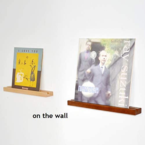 Vinyl Record Shelf Wall Mount natural Wood, Album Record Holder Display Your LP in home and office (white)