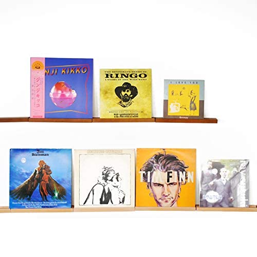 Vinyl Record Shelf Wall Mount natural Wood, Album Record Holder Display Your LP in home and office (white)