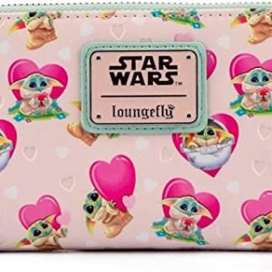 Loungefly Star Wars Manalorian Grogu Valentines Zip-Around Wallet Star Wars One Size