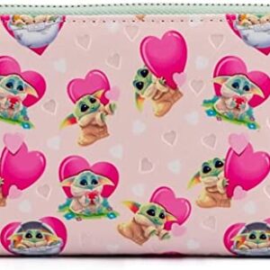 Loungefly Star Wars Manalorian Grogu Valentines Zip-Around Wallet Star Wars One Size