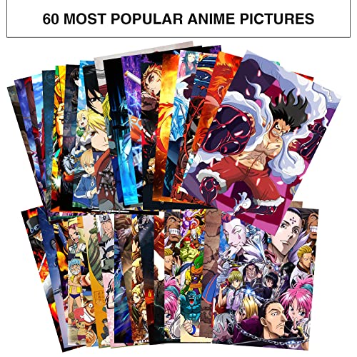 MeleBase Anime Wall Collage Kit Aesthetic 60 PCS Anime Room Decor 4.2x6.2 inch Small Anime Posters Manga Collage Kit, Anime Pictures for Wall Collage Kit (ANIME 2)