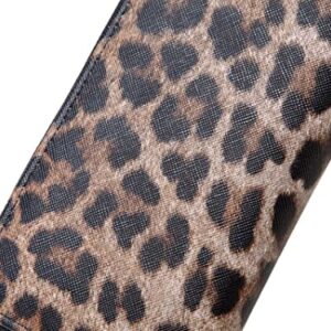 Foyinbet Leopard Print Wallets for Women Cheetah Animal Print Wallet and Purse Leather Zipper Closure Card Slots Brown