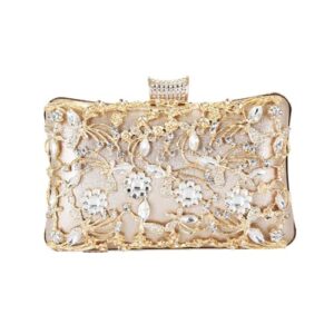 womens fashion luxury crystal evening clutch bag wedding purse bridal prom handbag party bag party prom (gold)