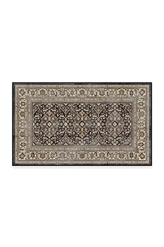 RUGGABLE Alessia Washable Rug - Perfect Vintage Area Rug for Living Room Bedroom Kitchen - Pet & Child Friendly - Stain & Water Resistant - Dark Wood 3'x5' (Standard Pad)