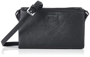 calvin klein women’s elevated crossbody saffiano tote, ck black, one size, ck black, one size