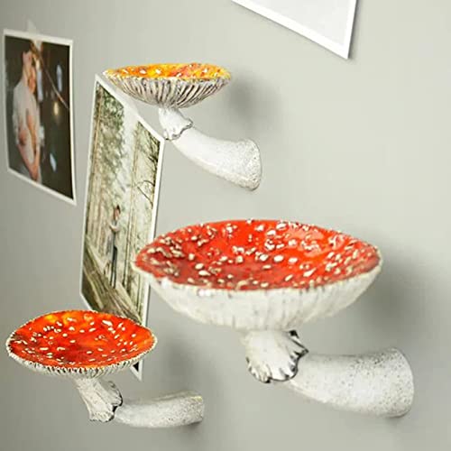 Mushroom Floating Shelves for Bedroom Decor, Mushroom Hanging Shelf, Resin Display Ledges for Small Decor, Rustic Wall Mounted Display Mushroom Shelf for Bedroom, Living Room