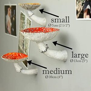 Mushroom Floating Shelves for Bedroom Decor, Mushroom Hanging Shelf, Resin Display Ledges for Small Decor, Rustic Wall Mounted Display Mushroom Shelf for Bedroom, Living Room