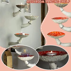 Mushroom Floating Shelves for Bedroom Decor, Mushroom Hanging Shelf, Resin Display Ledges for Small Decor, Rustic Wall Mounted Display Mushroom Shelf for Bedroom, Living Room