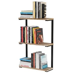 wallniture tivoli 3-tier floating shelves wall bookshelf living room decor bathroom organizer, kitchen organization & office decor burnt finish