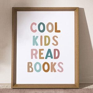 cool kids read books, playroom wall art, classroom art print, book lover gift, kids wall decor, read corner decor, read quote sign, kids room print, 8×10 inch – unframed