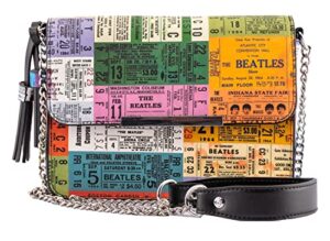 loungefly the beatles ticket stubs pattern crossbody purse