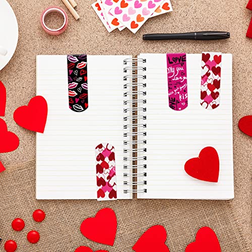 Whaline 36Pcs Valentine Magnetic Bookmark Heart Love Magnetic Page Markers 9 Designs Romantic Magnet Bookmarks for Valentine's Day Party Favors School Prizes Students Teachers Reading Gift