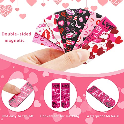 Whaline 36Pcs Valentine Magnetic Bookmark Heart Love Magnetic Page Markers 9 Designs Romantic Magnet Bookmarks for Valentine's Day Party Favors School Prizes Students Teachers Reading Gift