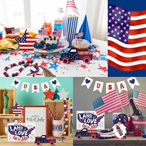 10 Pcs Patriotic Tiered Tray Decor Bundle 4th of July Wood Signs Mini Signs American Star Decor Veterans Day Red White Blue Decorations for Independence Day Decor (Cute Style)