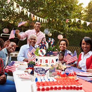 10 Pcs Patriotic Tiered Tray Decor Bundle 4th of July Wood Signs Mini Signs American Star Decor Veterans Day Red White Blue Decorations for Independence Day Decor (Cute Style)