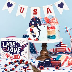 10 Pcs Patriotic Tiered Tray Decor Bundle 4th of July Wood Signs Mini Signs American Star Decor Veterans Day Red White Blue Decorations for Independence Day Decor (Cute Style)