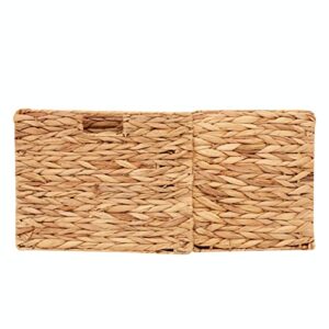 Storage Baskets，Hyacinth Basket For Shelf,Wicker Baskets 13.6x11x11 Inches,Folding 2 Packs Handmade Woven, Seagrass Baskets,Shelf Baskets For Storage Toys Books And Clothes and Other What You Want